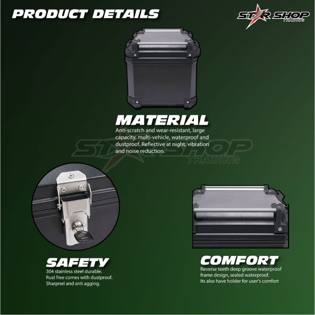 ABS Aluminium Top Box 47L Universal Sandar Belakang Suitable ADV VARIO ...