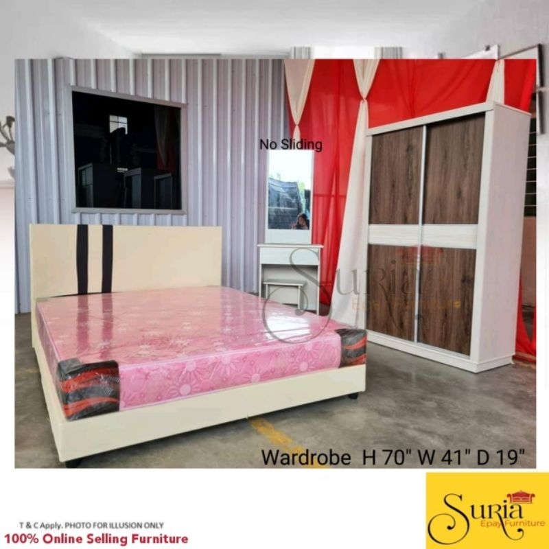 Suria - Package Bravo (Bedframe + Mattress + Wardrobe + Dressing Table ...