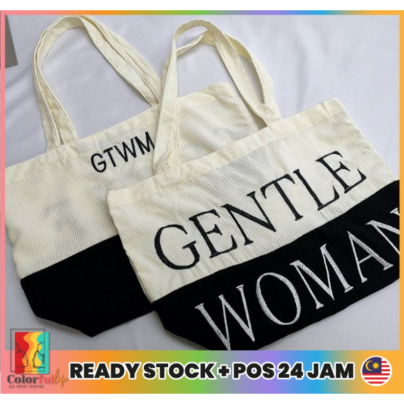 GW Gentle Woman Beg Tote Embroidered Two Tone Tote Bag Beg Tangan ...