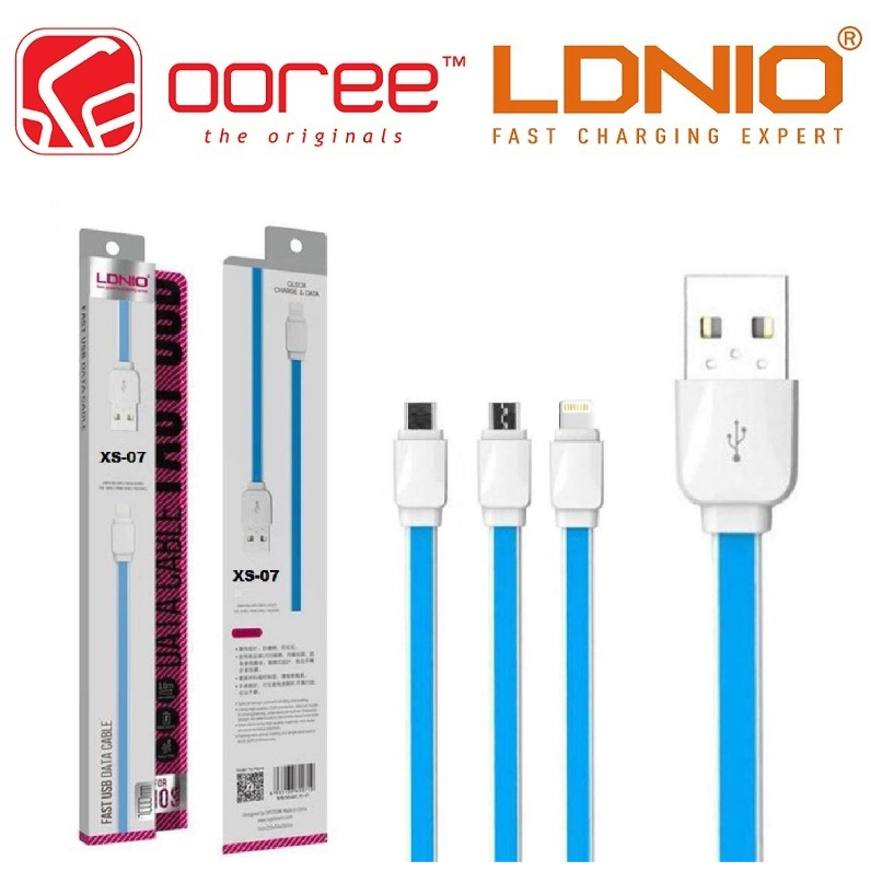 LDNIO XS-07A XS-07 XS07A XS07 I-CABLE/ MICRO/ TYPE C TO USB CABLE 2.1A ...
