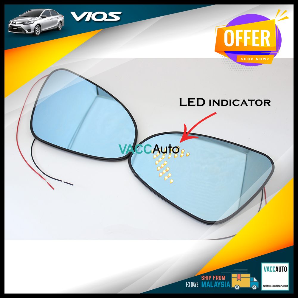 Toyota Vios (3rd Gen) Blue Side Mirror With LED Signal Wide Angle Sight ...