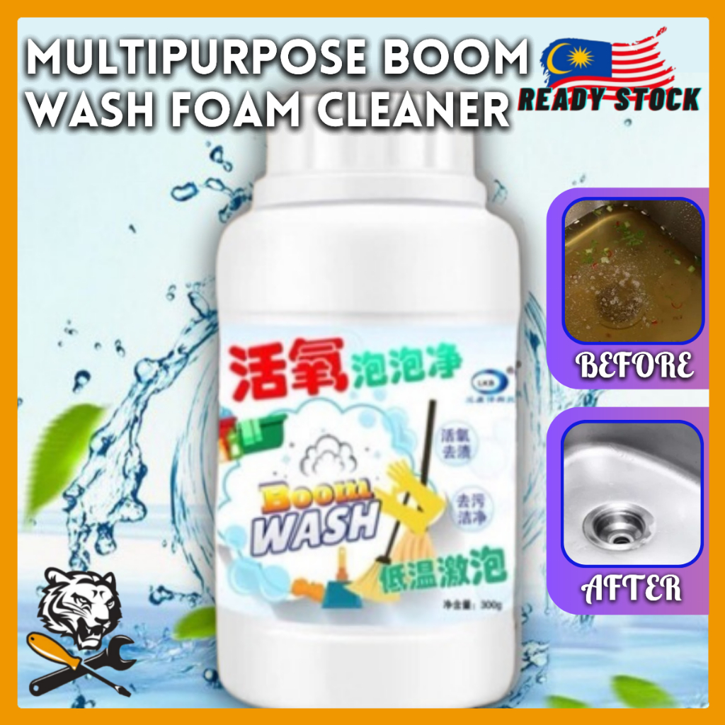 Boom Wash Multipurpose Foam Cleaner Powder Pipes Sink Toilet Bathroom ...