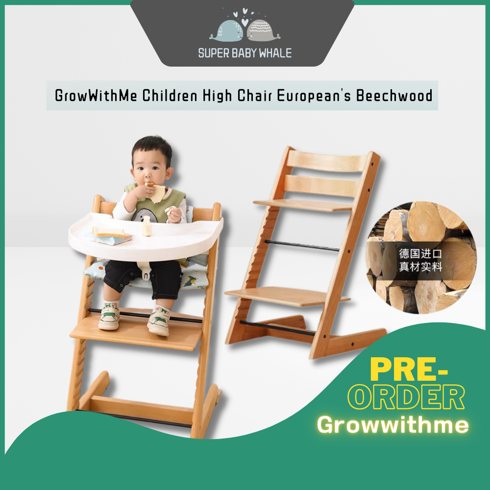 [Pre-Order] GrowWithMe Children High Chair Premium European's Beechwood ...
