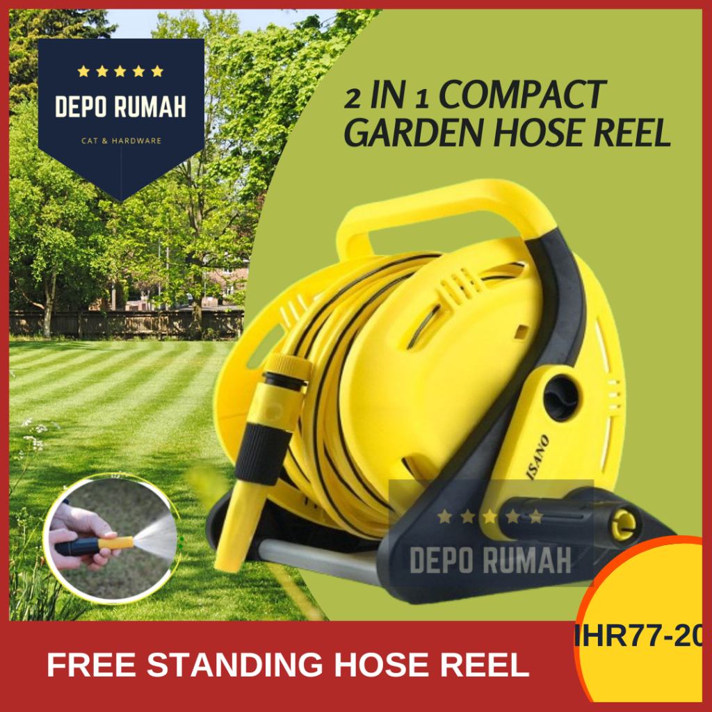 Isano IHR7720 Compact 20m Garden Hose Reel /Free Standing & Wall ...