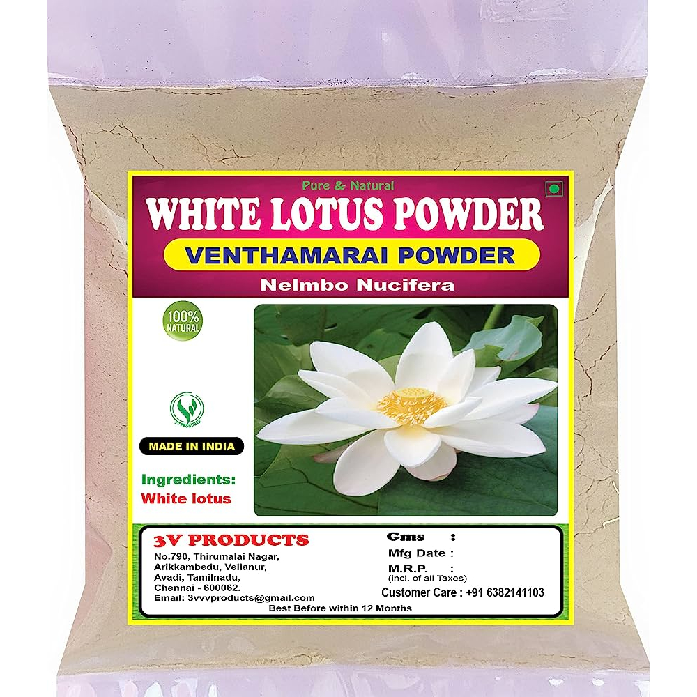 venthamarai podi white scared lotus powder (nymphaea nouchali) kamal ...