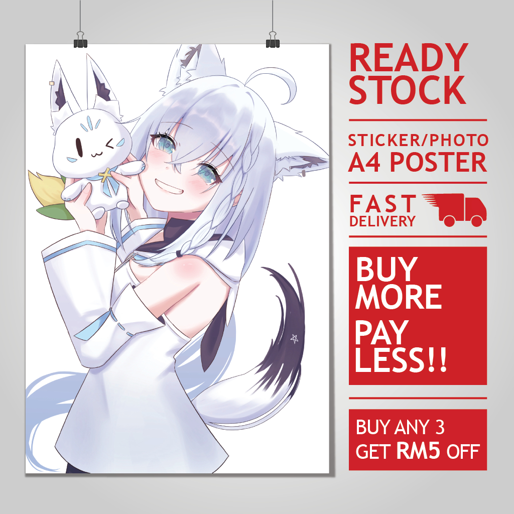 (READY STOCK) Hololive A4 Photo Poster/Sticker | Shirakami Fubuki #1 ...