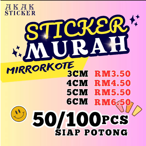 STICKER MIRRORKOTE MURAH LABEL PRODUK (3CM/4CM/5CM/6CM) | Shopee Malaysia