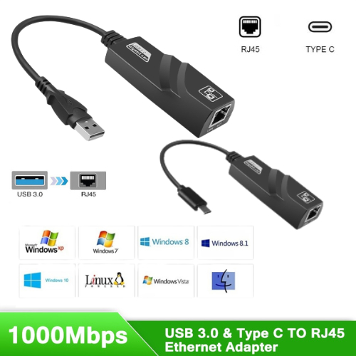 🇲🇾 Type C to RJ45 Network Card 10/100/1000Mbps Reversible USB 3.1 ...