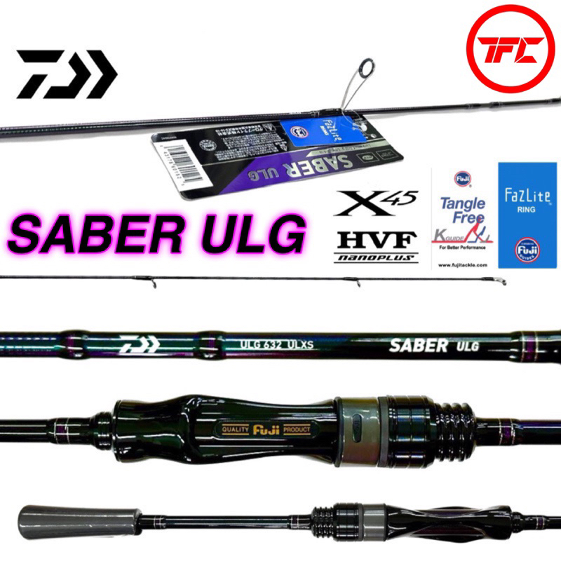 DAIWA SABER ULG Ultra Light Game Spinning & Baitcasting Rod BC Baitcast UL Ultralight 20 ...