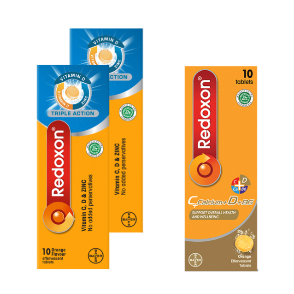 Redoxon Triple Action Effervescent Orange Tablets 10s & Redoxon Cal-D ...