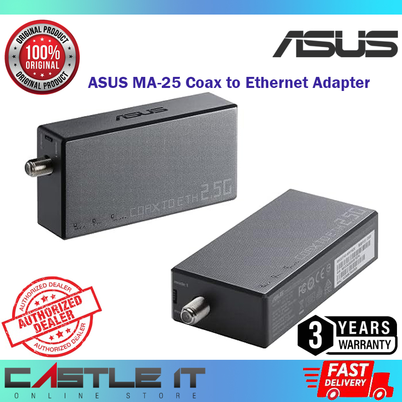 ASUS MA-25 Coax to Ethernet Adapter MoCA 2.5Gbps High Speed Internet Mesh backhaul TV Streaming ...