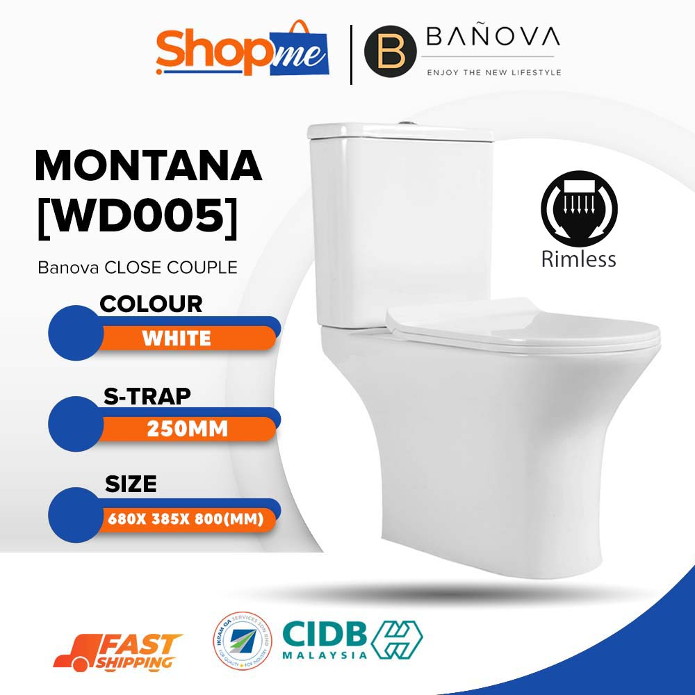 WC Close-Couple Toilet Bowl S Trap Wash Down Water Closet with Ceramic ...