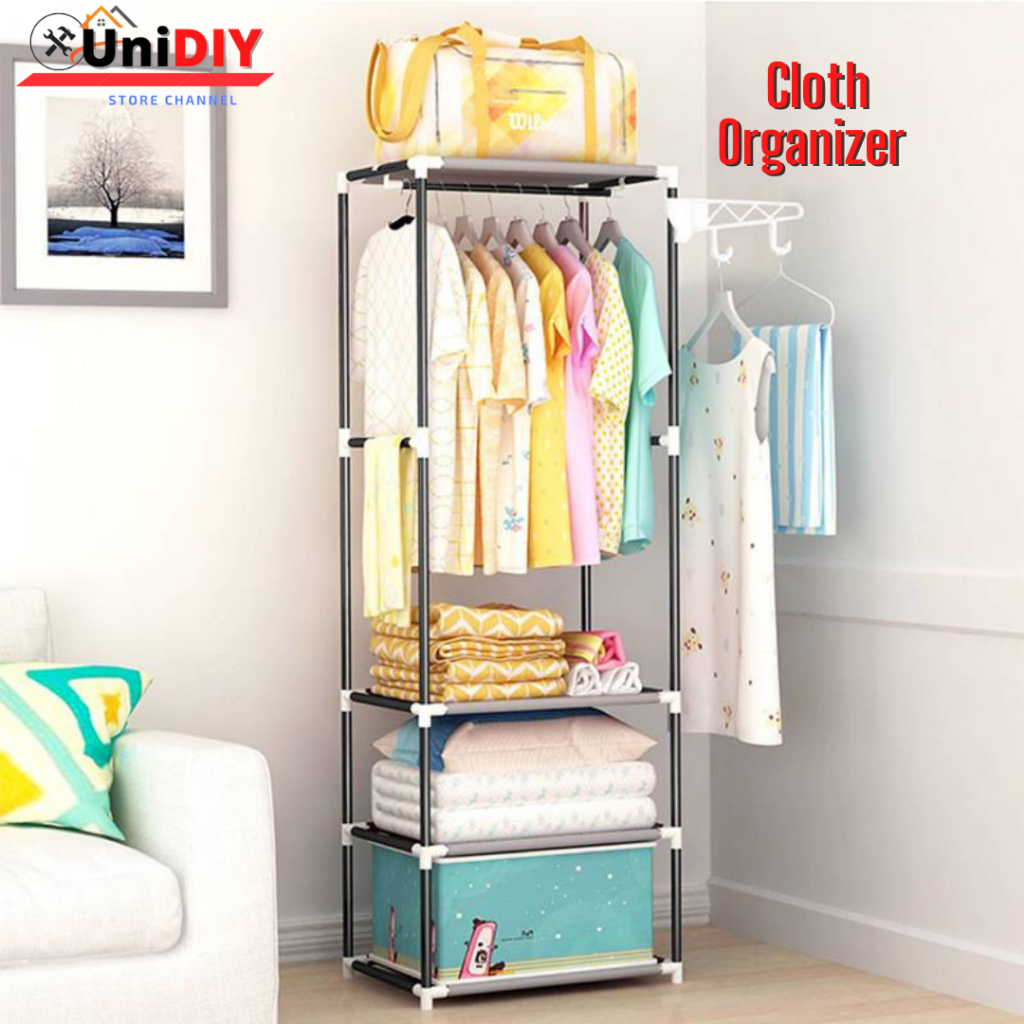 Korean Multipurpose Cloth Organizer Rack Wardrobe Rak Penyidai Baju ...