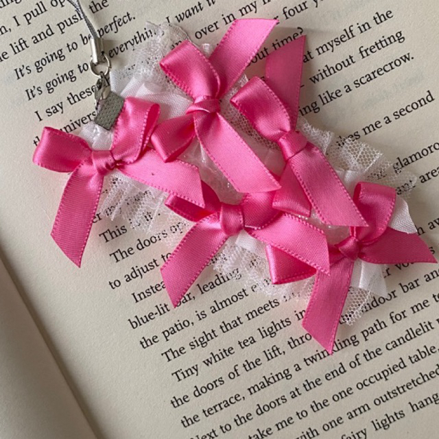 coquette ribbon barbie pink lace keychain lanyard (a hot pink mess ...