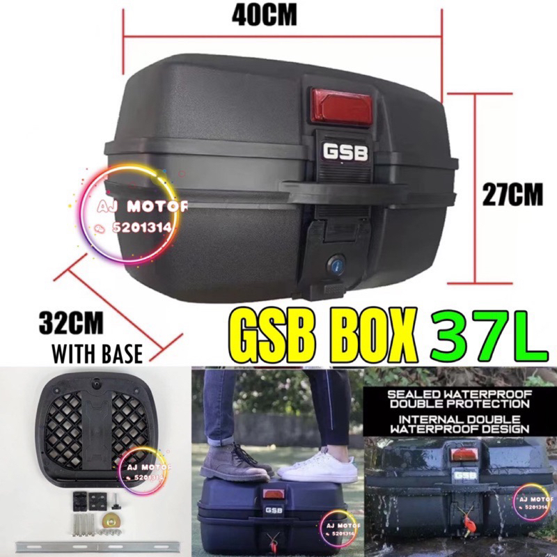 READY STOCK MALAYSIA!! GSB 37L TOP BOX + BASE PLATE UNIVERSAL FOR GIVI ...