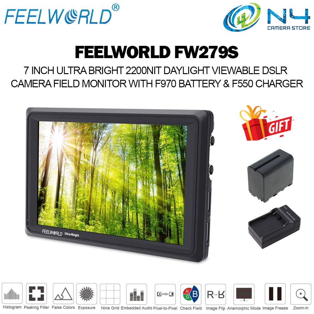FEELWORLD FW279S 7 INCH ULTRA BRIGHT 2200NIT DAYLIGHT VIEWABLE DSLR CAMERA FIELD MONITOR SDI 4K ...