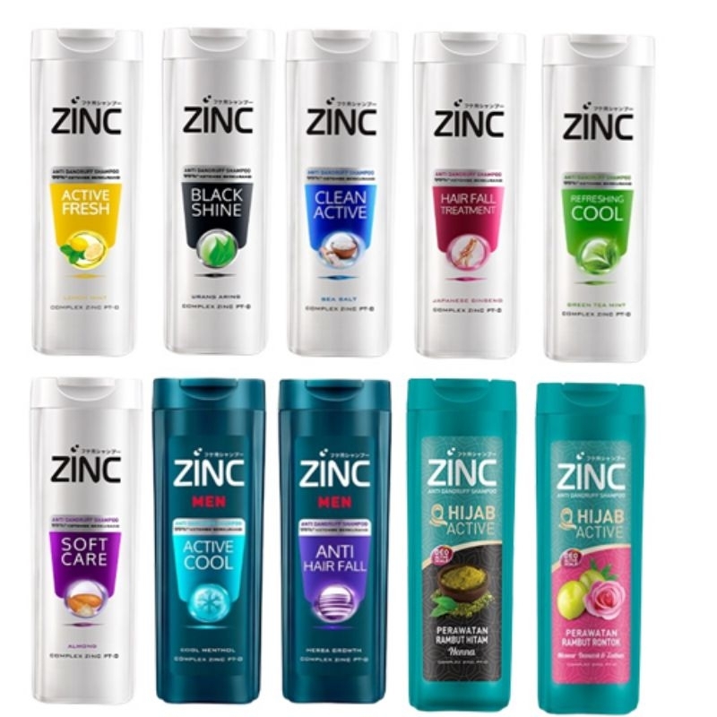 Zinc anti Dandruff Shampoo hijab active kemasan botol 340ml/170ml ...