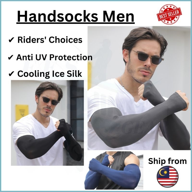 Anti UV Handsocks Men Sarung Tangan Lelaki Arm Sleeve Rider Arm Cover ...
