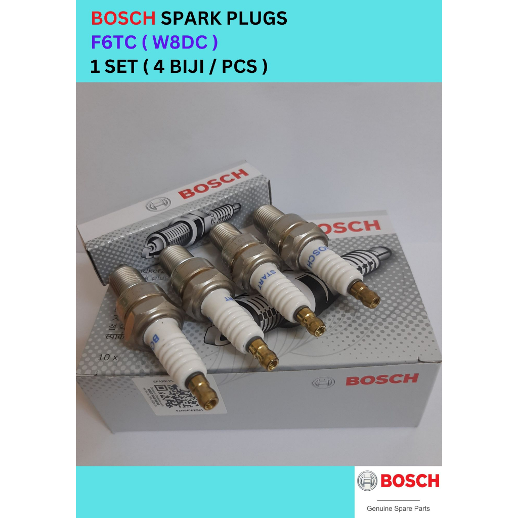 100% GENUINE BOSCH Spark Plug F6TC ( W8DC ) Proton Iswara / Saga 8V, 12V, LMST / Wira 1.3, 1.5 ...