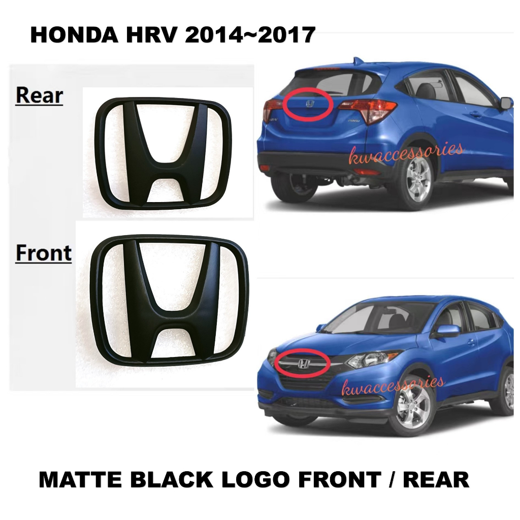 Honda HRV 2014-2022 Accessories Matte Black Honda Logo Emblem RS EMBLEM ...