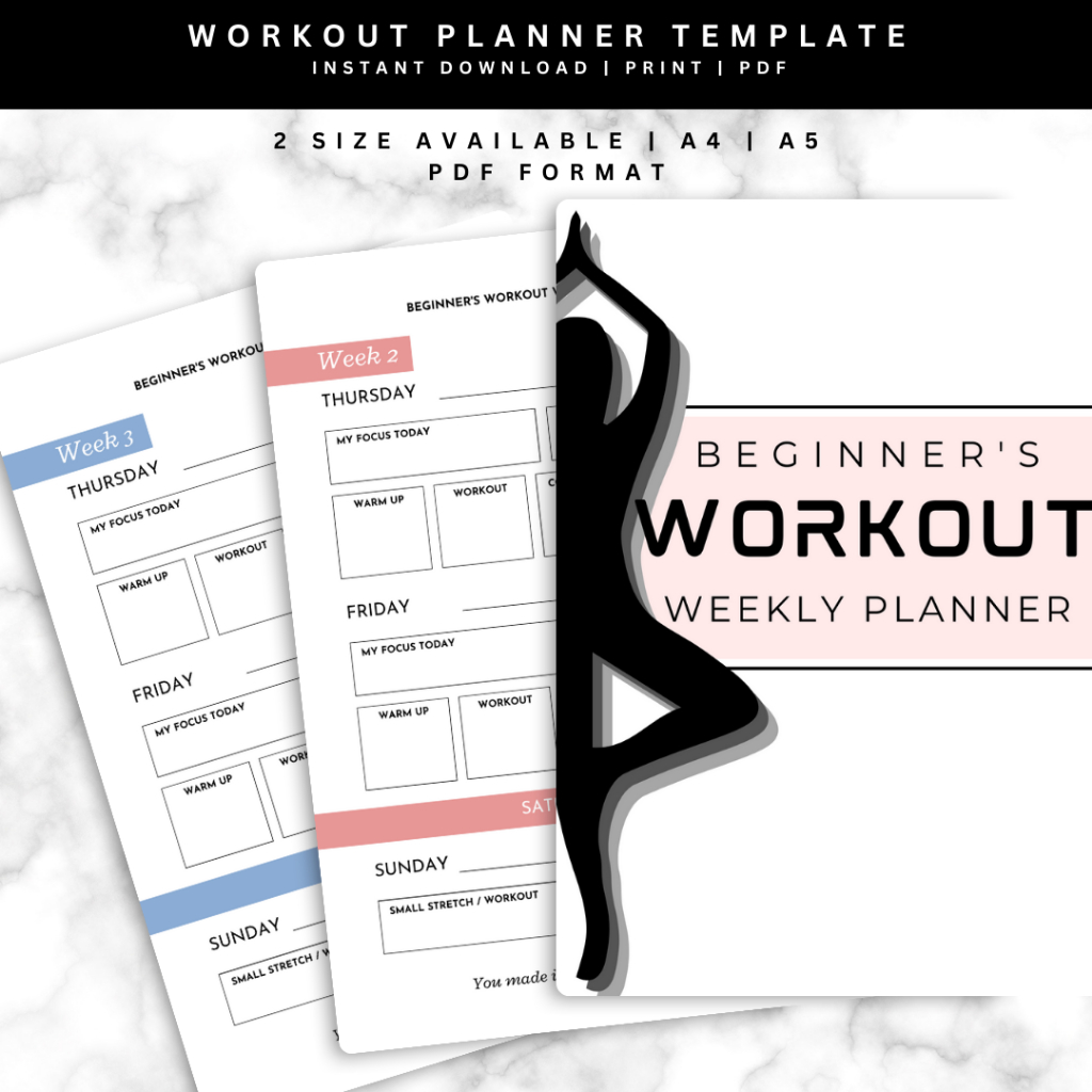 [PDF] Workout Planner For Beginner Template Digital Planner A4 A5 Daily ...
