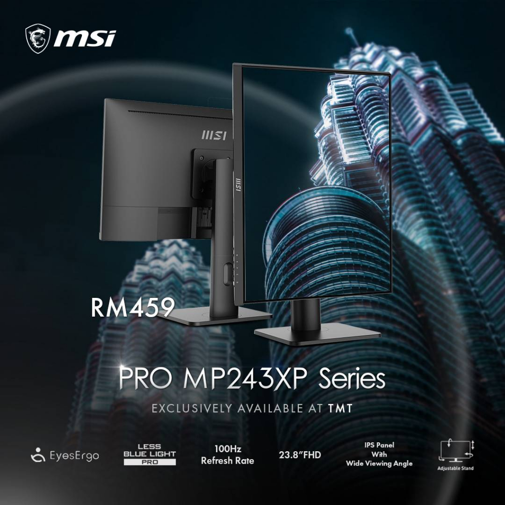 MSI PRO MP243XP 23.8" Monitor (Black) | 1ms (MPRT) | 100Hz | 1920x 1080 ...