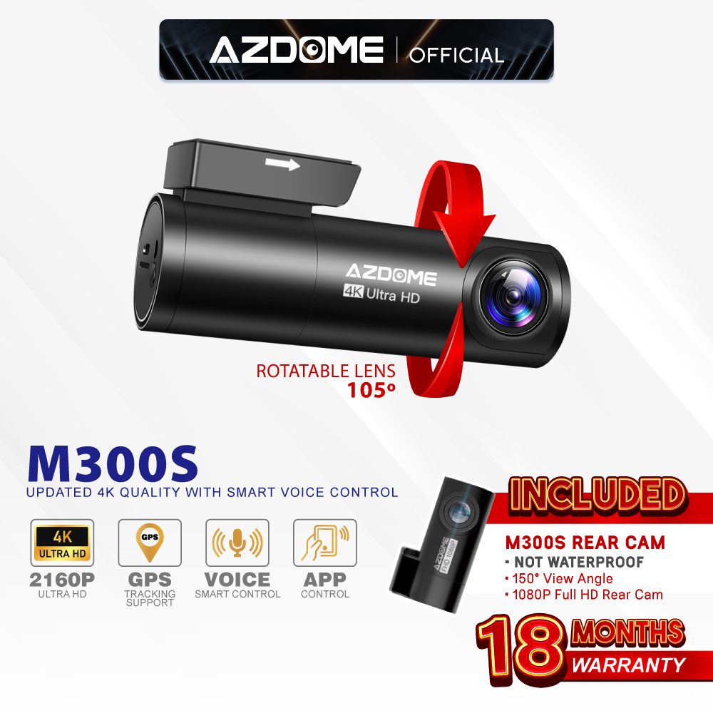 AZDOME M300S 2160P/4K Ultra HD Front DashCam Night Vision Smart Voice ...