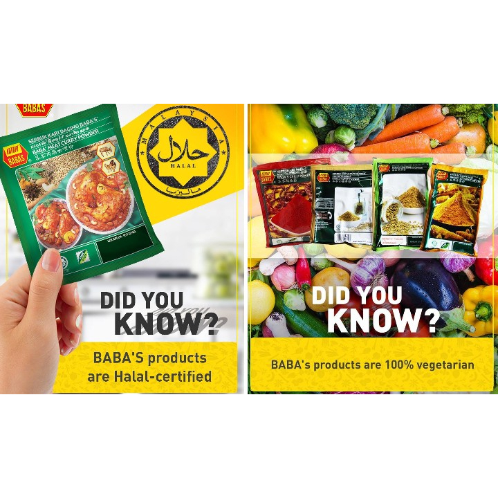 BABA'S MASALA POWDERS (70G/125G/250G) REMPAH RATUS REMPAH KARI HALAL ...