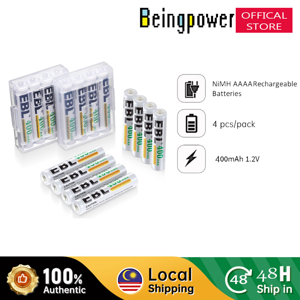 EBL Rechargeable Batteries AAAA 400mAh 4pcs Original NiMH Battery For ...