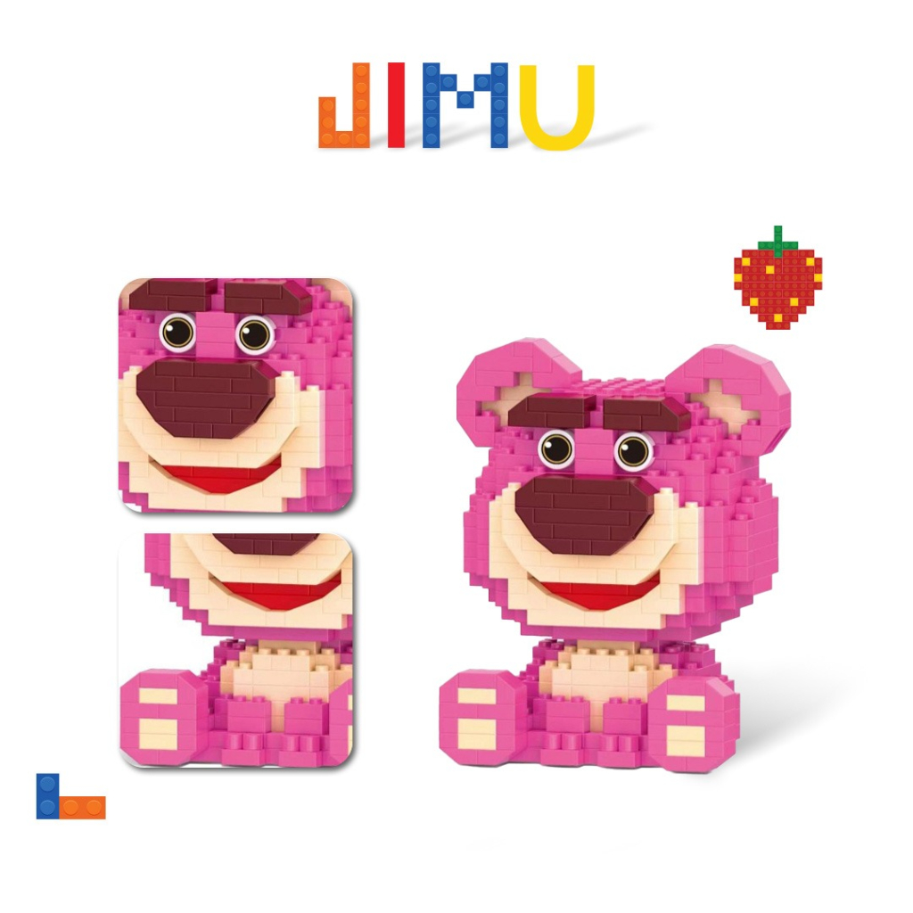 JIMU Strawberry Bear Block Series W2115 Sitting Strawberry Bear ...
