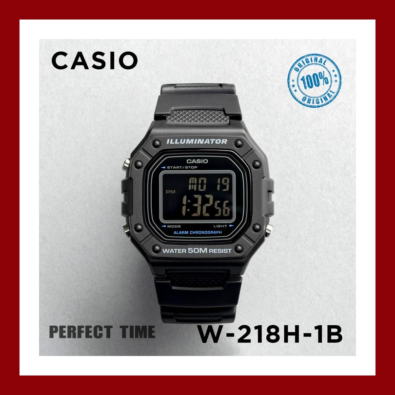 Casio Illuminator W-218H-1B Digital Quartz W218H-1B Triple Black W218 ...