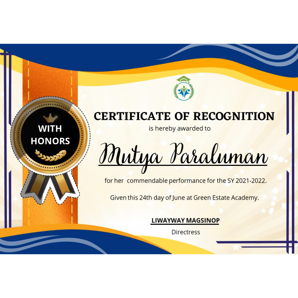 CERTIFICATE / SIJIL TEMPLATE_LANDSCAPE [EDITABLE] Blue and Orange ...