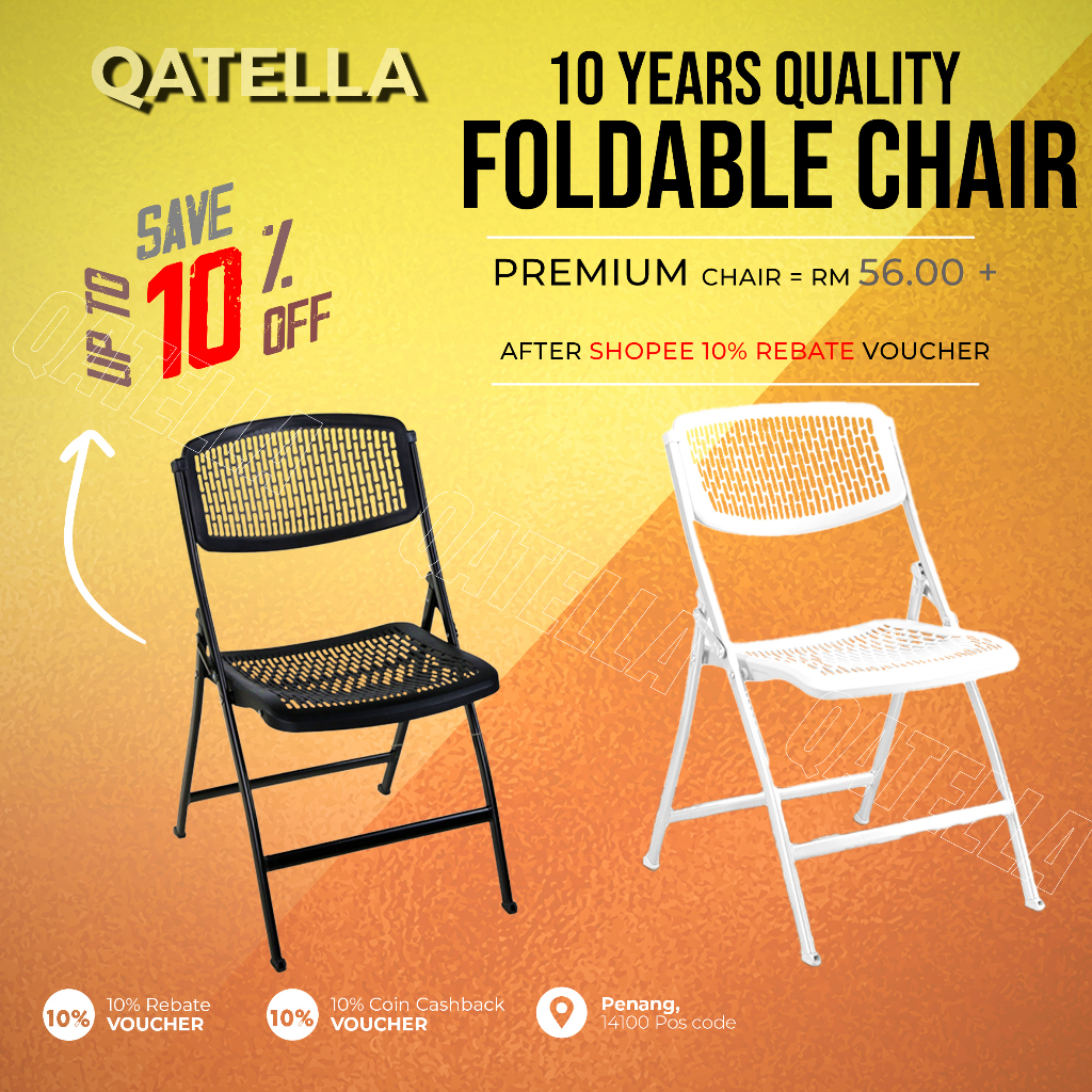 Qatella LARGE Premium Folding Chair Study Chair Kerusi Sekolah College ...