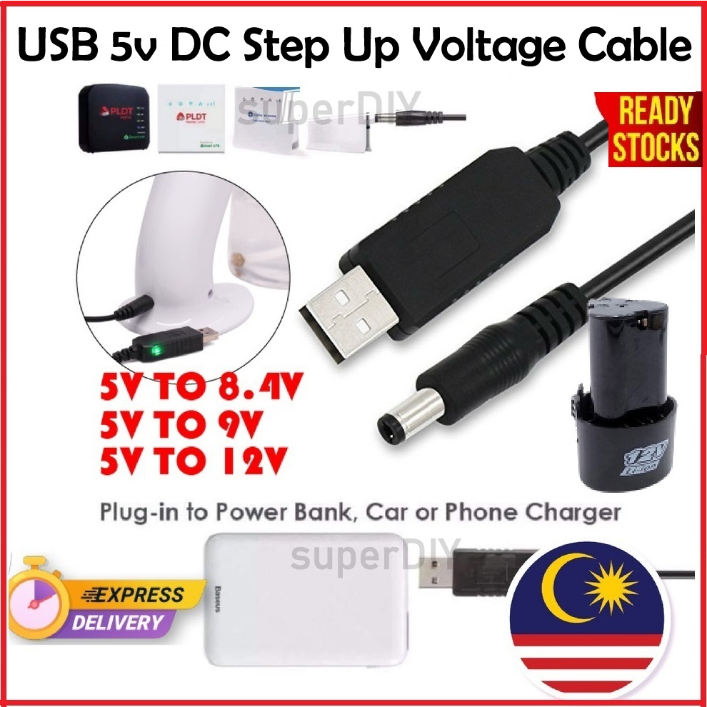 USB 5V step up to 5V 9V 12V DC Plug power boost line converter Module ...