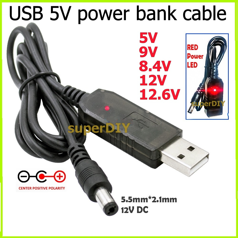 Power Bank Cable USB DC 5V To 5V 9V 12V 8.4v 12.6V Step-up Voltage Module Converter Drill Router ...