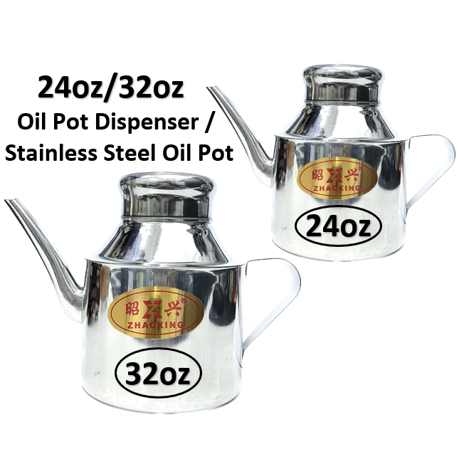 Oil Pot Dispenser / Stainless Steel Oil Pot (24oz / 32oz) | Shopee Malaysia