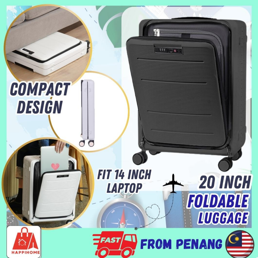 Japanese Foldable Luggage Front Open Lightweight TSA Lock Cabin Hard ...