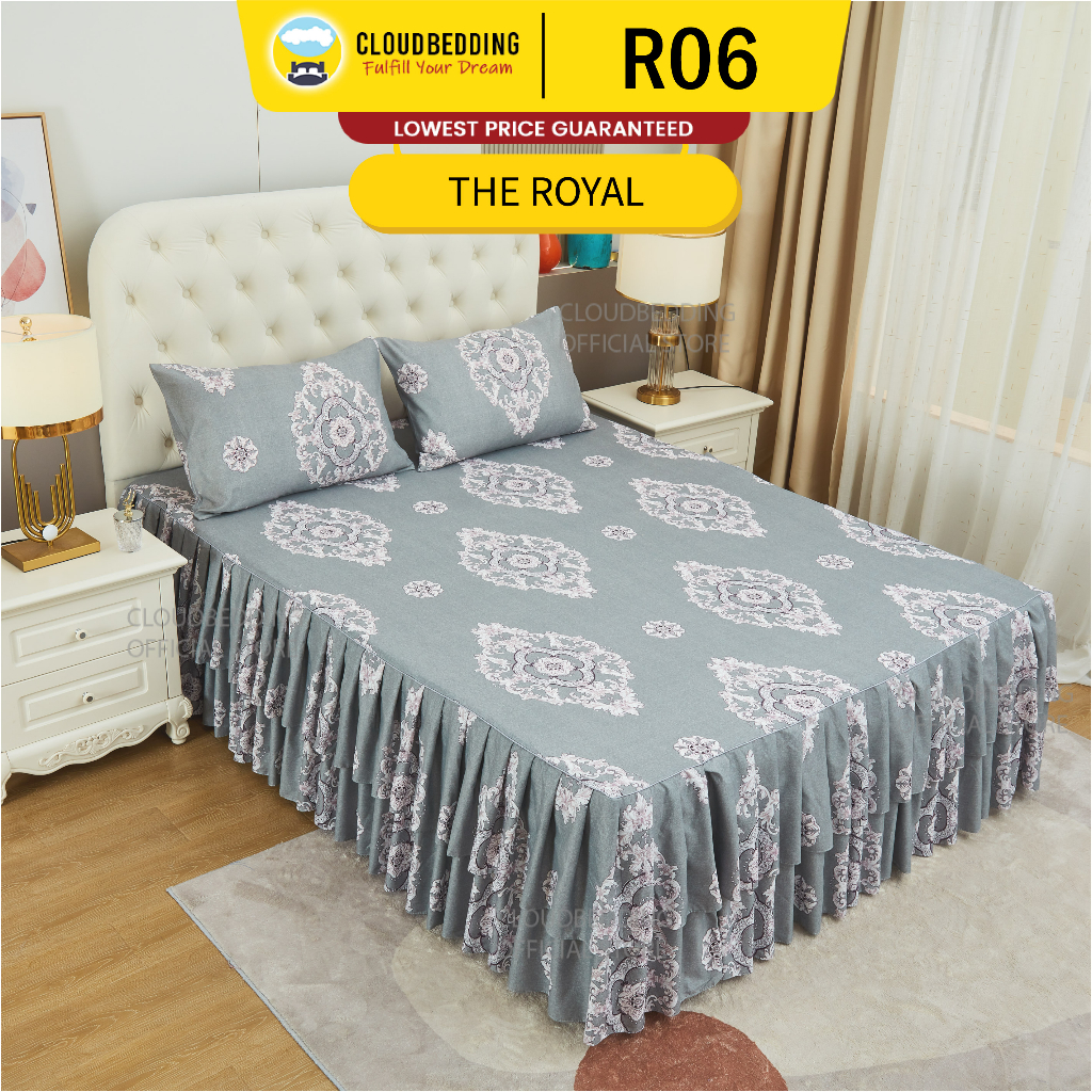 Cadar Ropol Set 3IN1 Super Single/Queen /King Bedsheet Bed Skirt ...