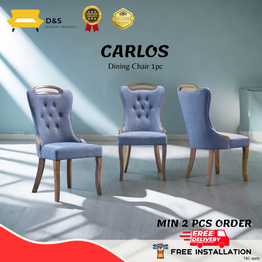 CARLOS Fabric Dining Chair (1PC) / Kerusi makan kain fabric | Shopee ...