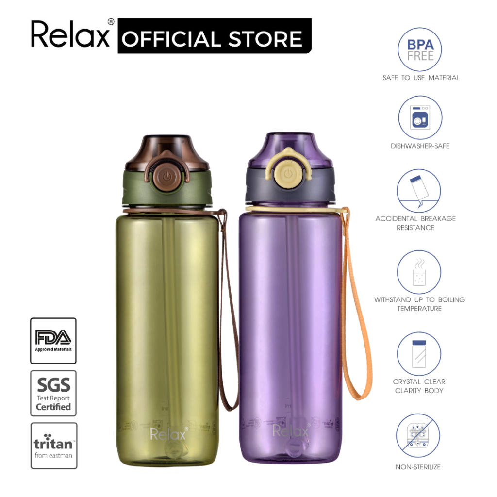 RELAX Tritan Botol Air Water Bottle For Outdoor & Sports BPA Free - D7908 (800ml) | Shopee Malaysia