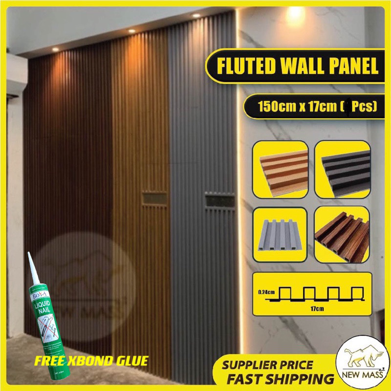 (Ready Stock ) Premium Fluted Wall Panel WPC Panel Wall DIY Slat Wall ...