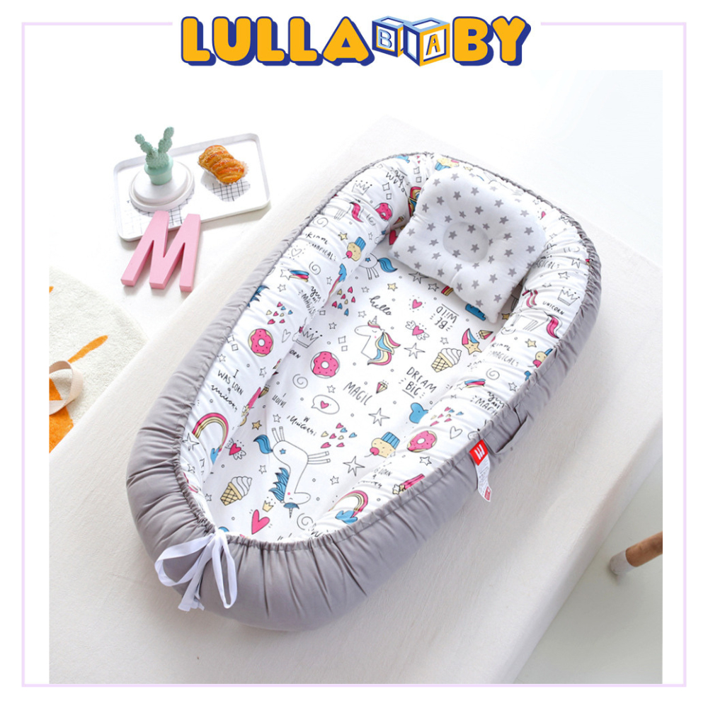 🔥READY STOCK🔥 Baby Nest Bed with Pillow Cotton Baby Bed Portable Crib ...