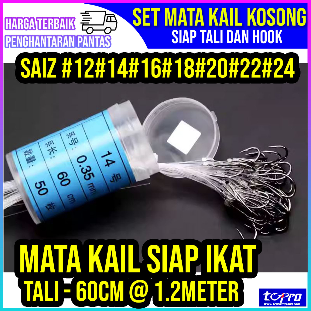 Set Mata Kail Siap Ikan dengan Tali 1.2 Meter 60CM 120CM Bersama Hook ...