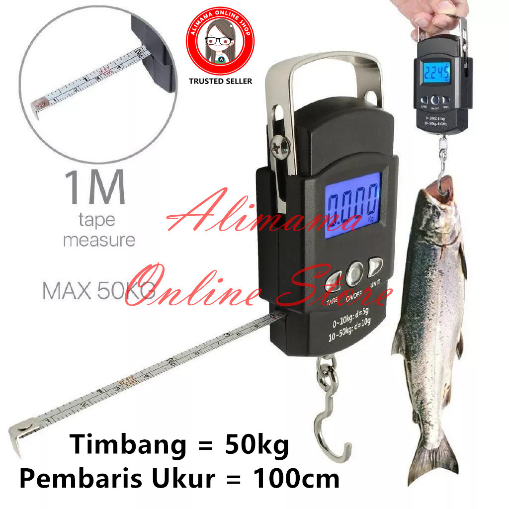 50kg Digital Electronic LCD Luggage Scale Pocket 1g LCD Digital Fishing Hanging Electronic Scale ...