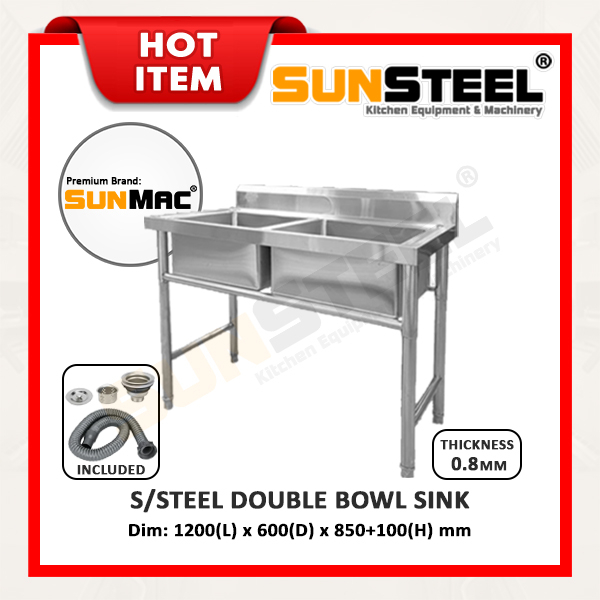 【SUNSTEEL】4FTx2FT SINGLE/DOUBLE Bowl Sink Table / Basin / Sinki ...