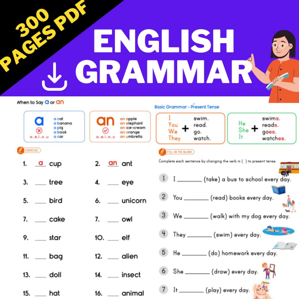 184 (PDF) Preschool Kindergarten English Grammar Worksheet Tatabahasa ...