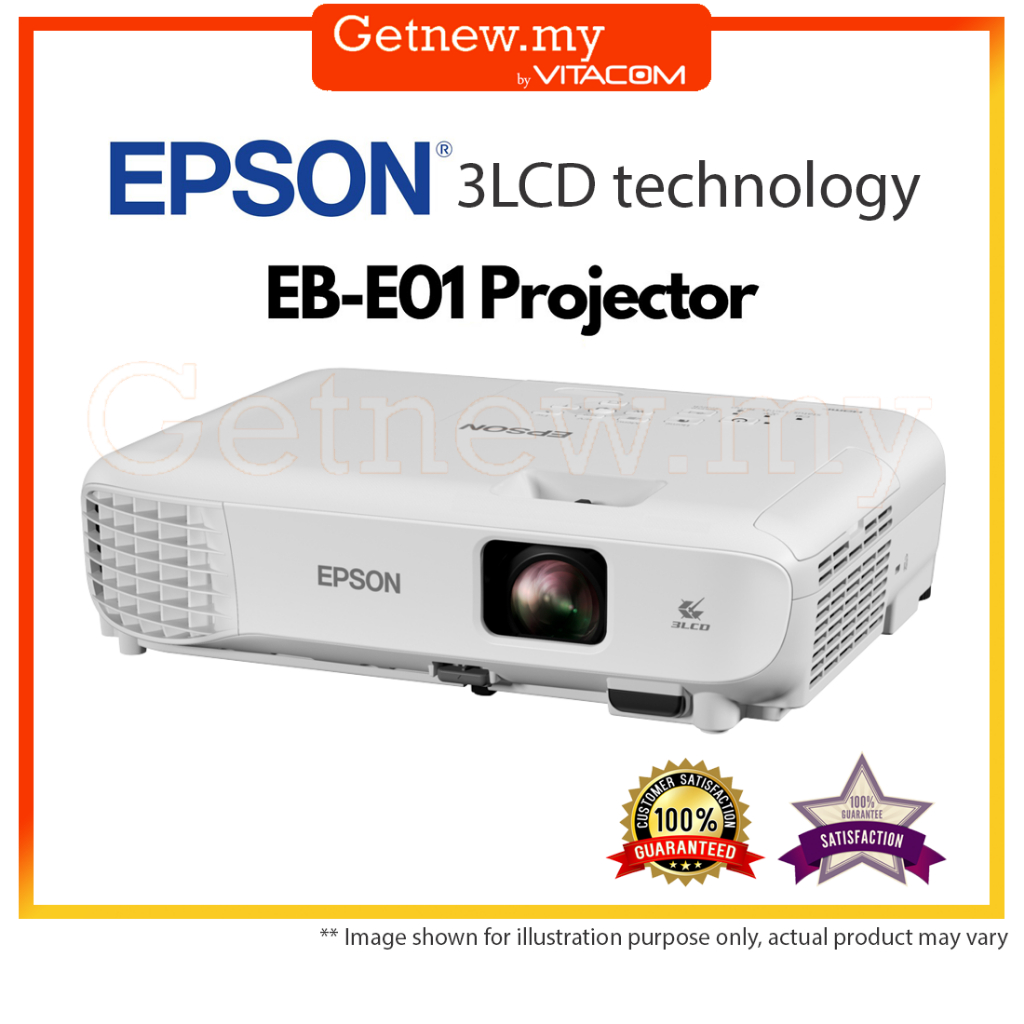 Epson EB-E01 XGA 3LCD Projector 3300 LUMEN FOR SCHOOL COLLEGE BUSINESS MAN TEACHER | Shopee Malaysia