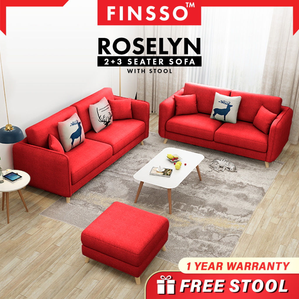 {PRE-ORDER} FINSSO: ROSELYN 2 & 3 Seater with FREE stool Sofa Home Living Room Furniture/Sofa ...