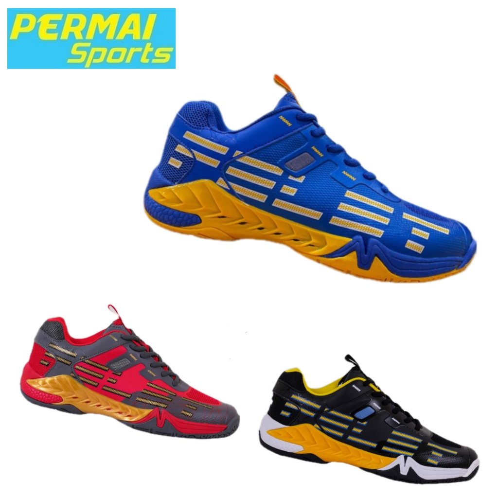 FELET Badminton Shoe Ultra Boost (Blue/Yellow) (Grey/Gold) (Black ...