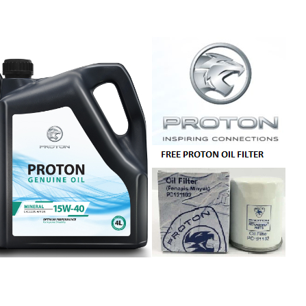 PROTON 100% ORIGINAL engine oil 15W40 (4L) syn minrl FREE PROTON OIL ...